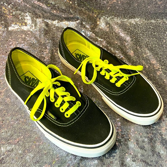 Vans | Shoes | Authentic Vans Sneakers Black And Neon Yellow | Poshmark